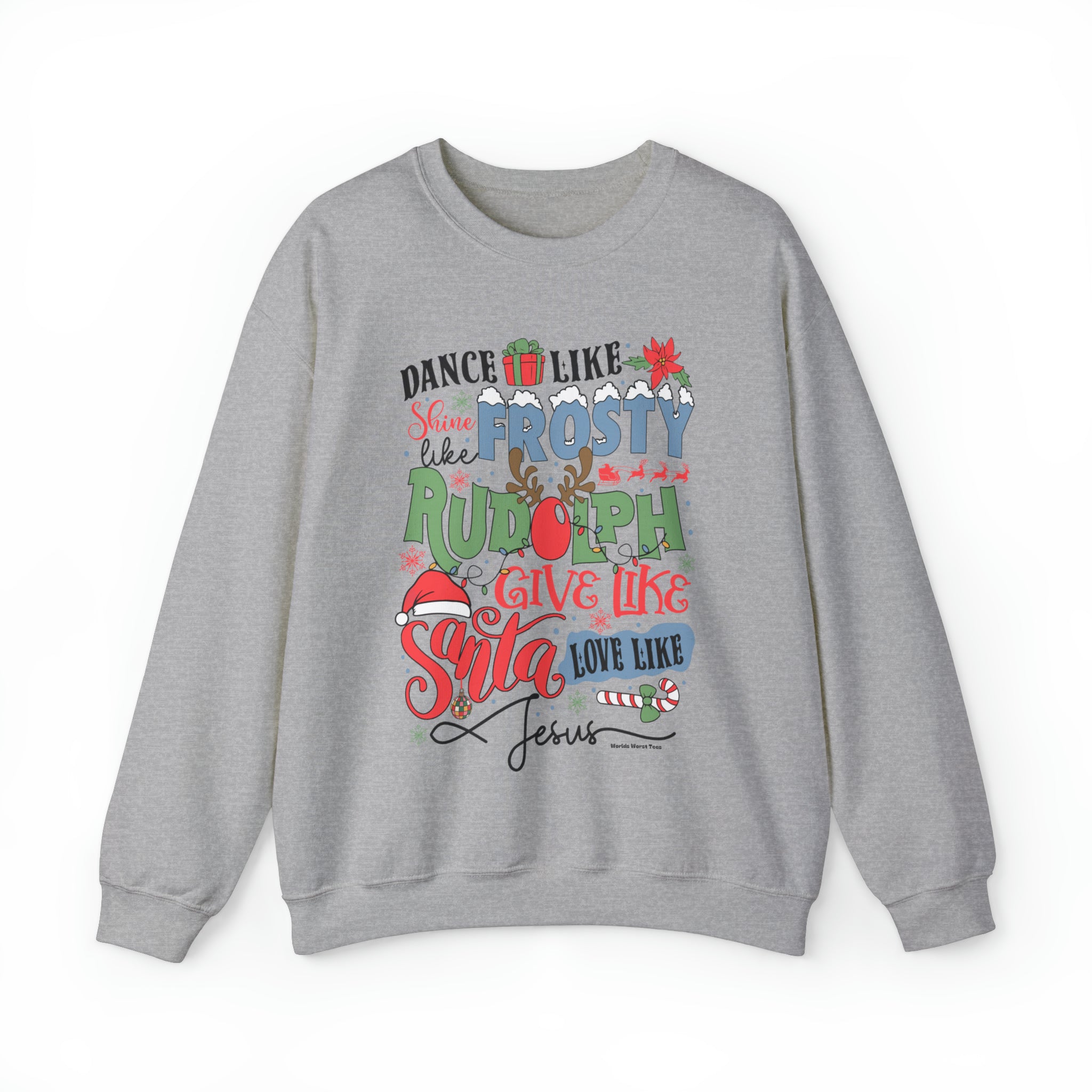 Frosty Rudolph Santa Jesus Crew - Christmas Holiday Sweater – Faith ...
